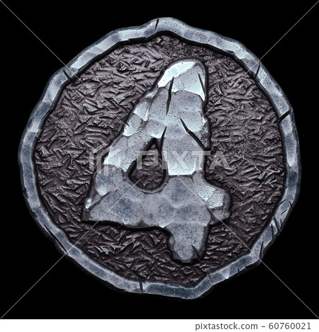 Number 4 made of forged metal in the center of... - Stock Illustration ...