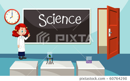 Classroom scene with science student inside - Stock Illustration ...