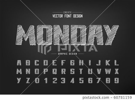 Chalk font and bold alphabet vector, Hand draw... - Stock Illustration ...