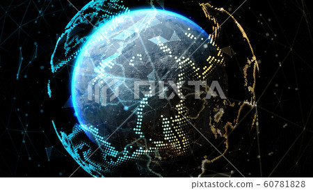 Connection lines Around Earth Globe. Some... - Stock Illustration ...