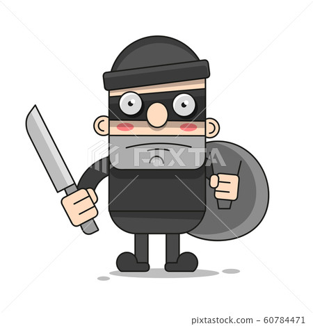 Cute Thief Character. Vector Cartoon Illustration. - Stock Illustration ...