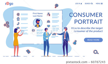 Consumer Portrait Vector Landing Page Template - Stock Illustration ...