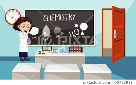 Classroom scene with science teacher in front of - Stock Illustration ...