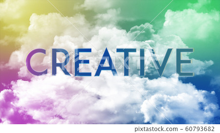 Word CREATIVE in the clouds and colorful sky - Stock Illustration ...