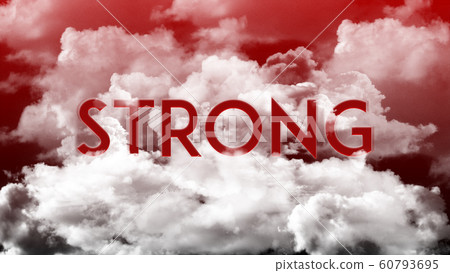 Word STRONG in the clouds and colorful sky - Stock Illustration ...