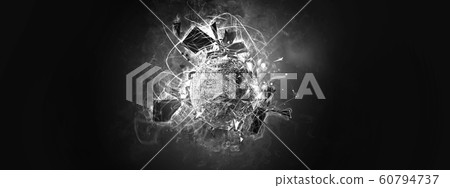 Particles splatter from abstract sphere - Stock Illustration [60794737 ...