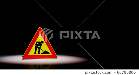 Men at Work Triangle Road-Sign Spotlighted on - Stock Illustration ...