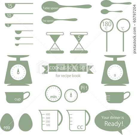 Recipe weighing tool frame set - Stock Illustration [60797204] - PIXTA