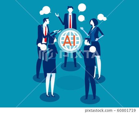 Global people talking about ai technology. Concept - Stock Illustration ...