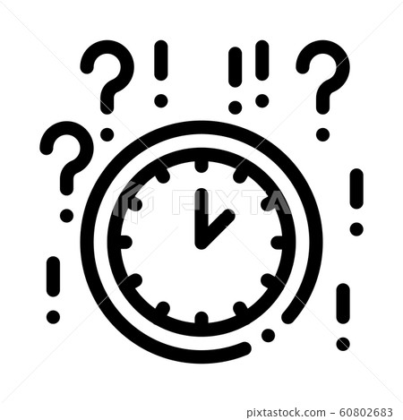 Clock And Question Mark Icon Outline Illustration - Stock Illustration ...