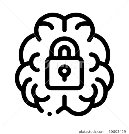 Brain And Locked Padlock Icon Outline Illustration - Stock Illustration ...
