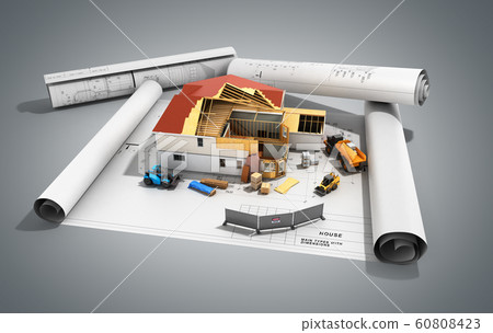 construction concept House in building process-插圖素材 [60808423] - PIXTA圖庫