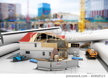 construction concept House in building process - Stock Illustration ...