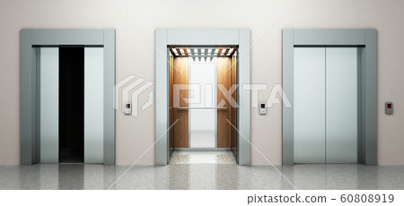 Realistic empty elevators hall interior with - Stock Illustration ...