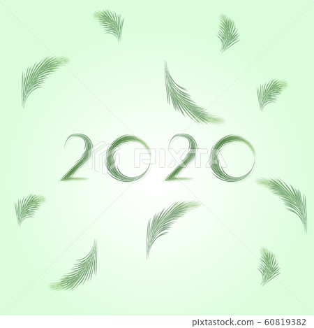 Created happy new year 2020 green leaves - Stock Illustration [60819382 ...