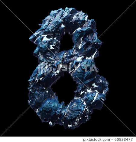 Number 8 made of ice on black background. 3d - Stock Illustration ...