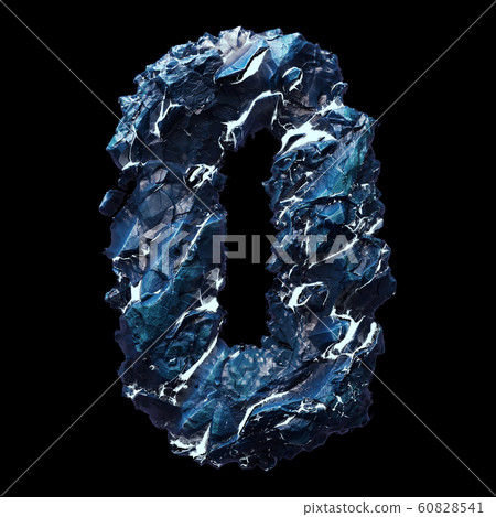 Number 0 made of ice on black background. 3d - Stock Illustration ...
