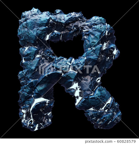 Capital letter R made of ice isolated on black... - Stock Illustration ...