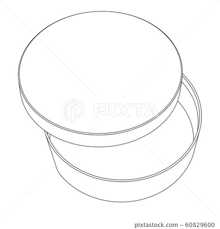 Round open box. Outline drawing - Stock Illustration [60829600] - PIXTA