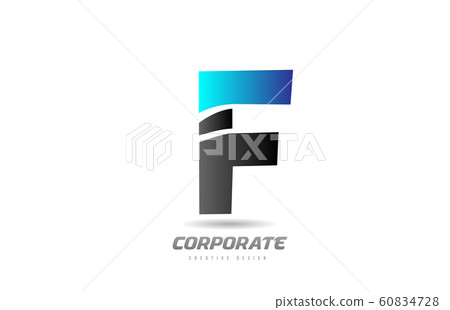 blue black alphabet letter F logo icon design for - Stock Illustration ...