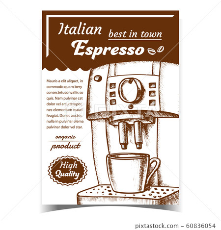 Coffee Automatic Machine With Cup Poster Vector - Stock Illustration ...