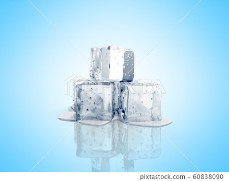 ice cubes 3d render on blue background - Stock Illustration [60838090 ...