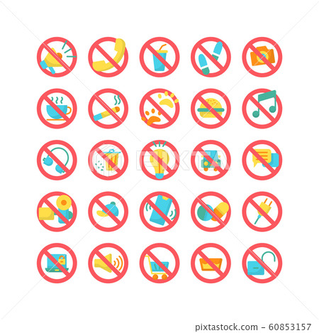 Prohibition Sign flat icon set. Vector and - Stock Illustration ...