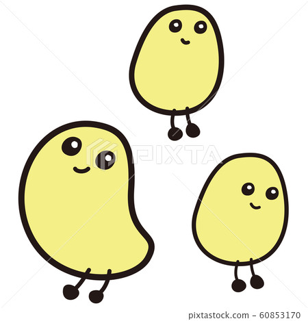 Bean shape round character cute set - Stock Illustration [60853170] - PIXTA