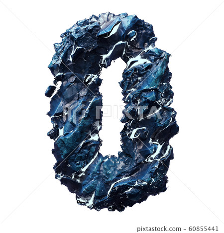 Number 0 made of ice on white background. 3d - Stock Illustration ...