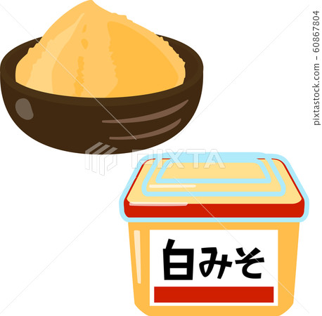 Packed white miso and white miso served on a plate - Stock Illustration ...