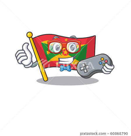 Funny geek gamer flag grenada Scroll cartoon... - Stock Illustration ...