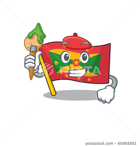Funny flag grenada Scroll Artist cartoon... - Stock Illustration ...