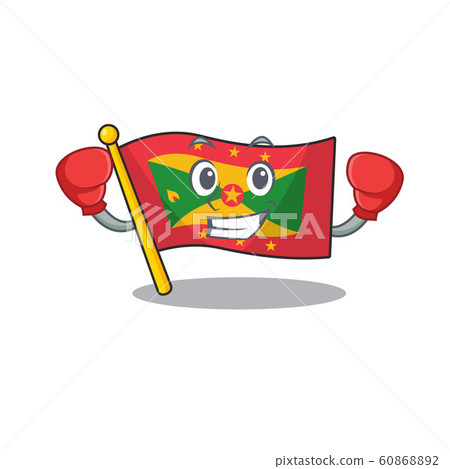 Happy Boxing flag grenada Scroll mascot... - Stock Illustration ...