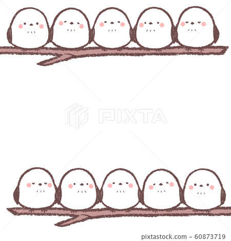 Shimaenaga five birds upper and lower frame-square - Stock Illustration ...