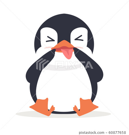 Cute funny fat penguin vector - Stock Illustration [60877658] - PIXTA