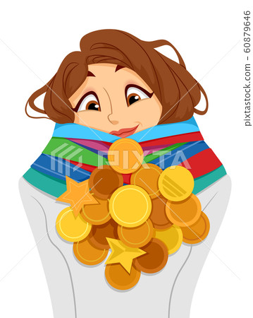 Teen Girl Achiever Medals Illustration-插圖素材 [60879646] - PIXTA圖庫