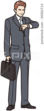 Business man looking at watch - Stock Illustration [60882514] - PIXTA