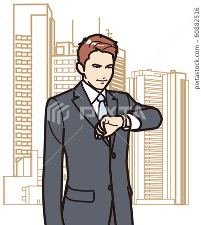 Business man looking at watch - Stock Illustration [60882516] - PIXTA