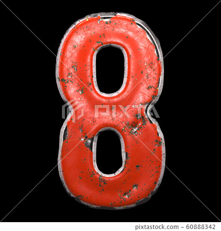 Number 8 made of red painted metal isolated on... - Stock Illustration ...