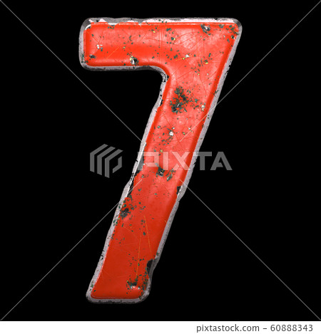 Number 7 made of red painted metal isolated on... - Stock Illustration ...