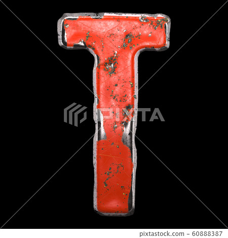 Capital letter T made of red painted metal... - Stock Illustration ...