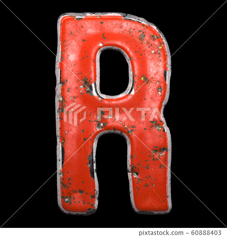 Capital letter R made of red painted metal... - Stock Illustration ...