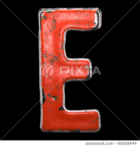 Capital letter E made of red painted metal... - Stock Illustration ...