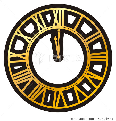 Golden clock icon - Stock Illustration [60891684] - PIXTA