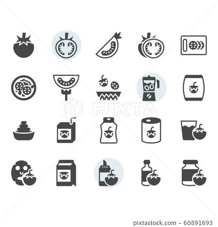 Tomato icon and symbol set in glyph design - Stock Illustration ...