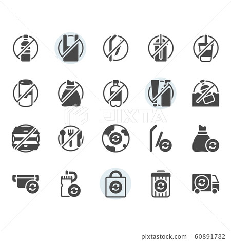 No plastic concept related icon and symbol set - Stock Illustration ...