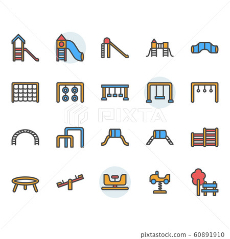 Playground icon and symbol set in color outline - Stock Illustration ...
