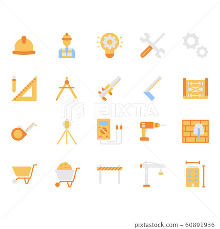 Engineering icon and symbol set in flat design - Stock Illustration ...