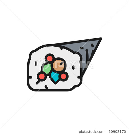 Vector temaki roll, japanese cuisine flat color...-插圖素材 [60902170] - PIXTA圖庫