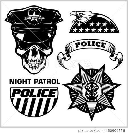 Police badges and design elements - Vector set - Stock Illustration ...